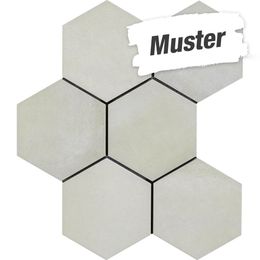 Muster zur Bodenfliese 'Time Hex' Feinsteinzeug wei&szlig; 18,2 x 21 cm