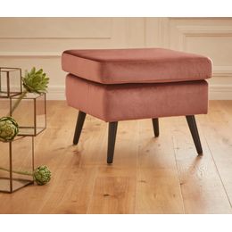 Hocker Home Affaire, B:58cm H:49cm T:58cm, orange, Samtcord (92% Polyester 8% Polyamid);Struktur (100% Polyester);Struktur Hahnentritt (100%