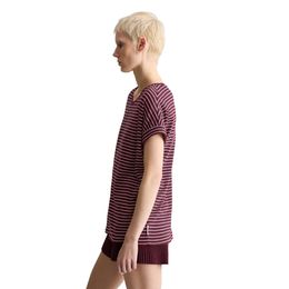 Marc O'Polo Damen T-Shirt "aus weichem Single Jersey"dunkelrot, Basic, Gr. S, MARC O'POLO DENIM, gestreift, Obermaterial: 100% Baumwolle, Shirts
