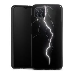 DeinDesign Galaxy A12 Handy Silikon H&uuml;lle Case schwarz Handyh&uuml;lle Lightning Black & White Light Effect