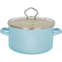 Kr&uuml;ger KR&Uuml;GER Fleischtopf "Sylt", 1,5 l + &Oslash; 16cm + H&ouml;he 10cm, blau, T&ouml;pfe, Induktion