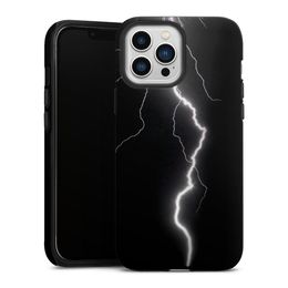 DeinDesign iPhone 13 Pro Max Handy Panzer Handyh&uuml;lle robuste Outdoor H&uuml;lle Schutzh&uuml;lle matt Lightning Black & White Light Effect Tough Case