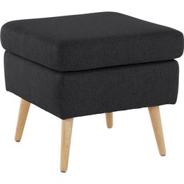 Polsterhocker Home Affaire, B:52cm H:49cm T:52cm, schwarz, Struktur Hahnentritt (67% Polypropylen, 33% Polyester);Samtoptik (100%