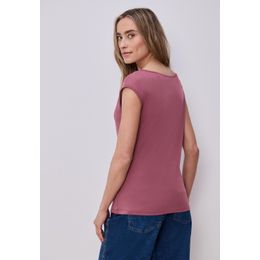 Street One Damen T-Shirt, schwarz, Gr. 44, unifarben, Web, 50% Baumwolle, 50% Modal, Shirts, mit U-Boot-Ausschnitt