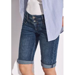 Street One Damen Gerade Jeans, blau, Gr. 25, unifarben, Jeans, 79% Baumwolle, 15% Polyester, 4% Elastomultiester, 2% Elasthan, Jeans, in dunkelblauer