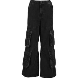 Stoffhose 2Y STUDIOS "2Y Studios Mara Cargo Baggy Jeans", Damen, Gr. 24, Normalgr&ouml;&szlig;en, schwarz, 100% Baumwolle, unifarben, loose fit, Hosen Stoffhose