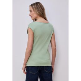 Street One Damen T-Shirt, gr&uuml;n, Gr. 44, unifarben, Web, 50% Baumwolle, 50% Modal, Shirts, mit U-Boot-Ausschnitt