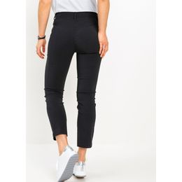bonprix Damen 7/8-Hose, schwarz, festlich, Gr. 46, Web, Obermaterial: 73% Viskose, 23% Polyamid, 4% Elasthan, Hosen, aus elastischem Materialmix mit