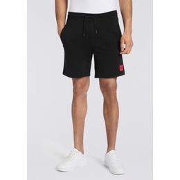 Hugo Herren Sweatshorts "Diz", schwarz, Gr. M, unifarben, Sweatware, Obermaterial: 100% Baumwolle, Hosen, Regular Fit, elastischer Bund mit Kordel,