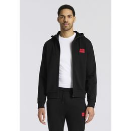Hugo Herren Kapuzensweatjacke "Daple", schwarz, Gr. XL, unifarben, Sweatware, Obermaterial: 100% Baumwolle, Sweatjacken, Kapuze mit Kordelzug,