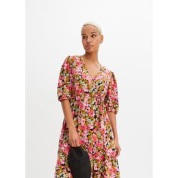 bonprix Damen Midikleidmistelgr&uuml;n, hibiskuspink gebl&uuml;mt, Gr. 50, Obermaterial: 85% Viskose, 15% Polyamid, Kleider, f&uuml;r Casualmode, aus Viskose und
