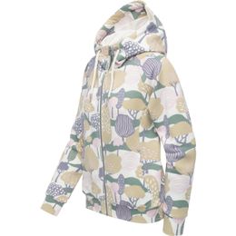 Ragwear Damen Sweatjacke "Fllawia Print"elfenbeinfarben, Gr. L, 70% Baumwolle, 30% Polyester, Sweatjacken, modische Damen Zip-Jacke mit Allover-Print