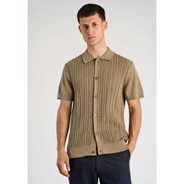LINDBERGH Herren Cardigan "Cardigan (Kurzarm) Relaxed Fit", beige, Gr. XL, Obermaterial: 100% Baumwolle, Strickjacken