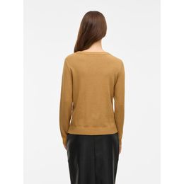 Vila Damen Rundhalspullover "VIRIL O-NECK L/S KNIT TOP - NOOS"bistre detail:schwarz melange, Gr. L, meliert, Feinstrick, Obermaterial: 50% Viskose,