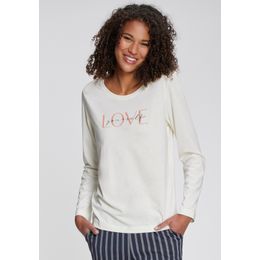 Vivance Dreams Damen Longsleeve, Gr. 32, wei&szlig;, Single Jersey, Obermaterial: 50% Baumwolle, 50% Viskose, bedruckt, unifarben, Shirts, mit sch&ouml;nem