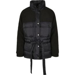 Urban Classics Damen Winterjacke "Urban Classics Damen Ladies Sherpa Mix Puffer Jacket"schwarz, Gr. XL, unifarben, 100% Polyester, Jacken