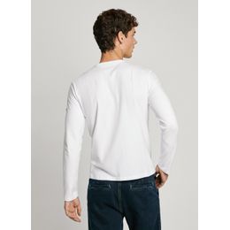 Pepe Jeans Herren Langarmshirt, wei&szlig;, Gr. M, Jersey, Obermaterial: 95% Baumwolle, 5% Elasthan, Shirts