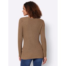 Casual Looks Damen Rundhalspullover "Pullover", braun, Gr. 42, unifarben, 50% Baumwolle, 50% Polyacryl, Pullover