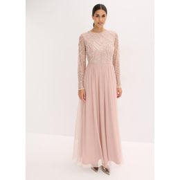 bonprix Abendkleid, rosa, Gr.44, Bezauberndes Abendkleid aus zartem T&uuml;ll mit Perl- und Paillettenstickerei im Oberteil