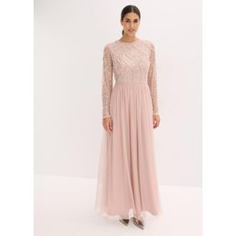bonprix Abendkleid, rosa, Gr.46, Bezauberndes Abendkleid aus zartem T&uuml;ll mit Perl- und Paillettenstickerei im Oberteil