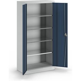 Mauser Magazinschrank, HxB 1950 x 950 mm, Tiefe 500 mm, Geh&auml;use lichtgrau, T&uuml;ren brillantblau