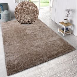 Hochflor-Teppich my home "Malin" Gr. 7, beige (sand), B:239cm H:43mm L:320cm, Kunstfaser, Teppiche, Shaggy in Uni-Farben, einfarbig, leicht gl&auml;nzend, besonders weich