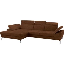 Sit & More Ecksofa SIT & MORE "Scorpio L-Form", braun (cognac), B:311cm H:85cm T:181cm, Sofas, Ecksofa, inklusive Sitztiefenverstellung, wahlweise mit Kopfverstellung