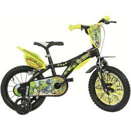 Kinderfahrrad DINO BIKES "Dinosaurier T-Rex" Gr. 30, schwarz, Fahrr&auml;der, Kinder, 30cm, 16 Zoll (40,64cm), mit St&uuml;tzr&auml;dern, Frontschild und coolen Schutzblechen