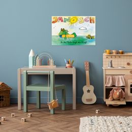 Wanddekoobjekt LUCKYLINDE "Der Frosch und die Tigerente", bunt, B:30cm H:20cm T:0,3cm, Blech, Wanddekoobjekte, Exklusive JANOSCH Kindermotive, Stahlschild
