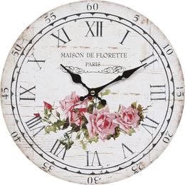 Wanduhr AMBIENTE HAUS "Wanduhr - Rose 28cm", bunt, B:28cm H:28cm T:3,5cm, Wanduhren, Wanduhr