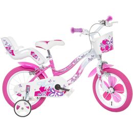 Kinderfahrrad DINO BIKES "M&auml;dchenfahrrad 16 Zoll", pink, Fahrr&auml;der, Kinder, 28cm, 16 Zoll (40,64cm), mit St&uuml;tzr&auml;dern, Korb und Puppensitz