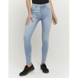 Skinny-fit-Jeans Tally Weijl "SPADEPUMPMR", Damen, Gr. 34, N-Gr, bleach indigo wash, Denim/Jeans, Obermaterial: 88% Baumwolle, 10% Elastomultiester, 2% Elasthan, Abriebeffekte, skinny fit lang, Jeans, Baumwollmischung, skinny fit