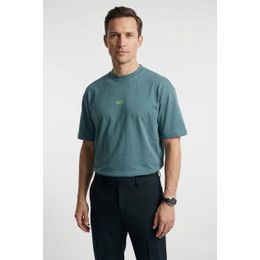 T-Shirt HUGO BLUE "Nalono", Herren, Gr. M, turquoise, aqua449, Single Jersey, Obermaterial: 100% Baumwolle, Rundhals, eingesetzt normaler Saum, Shirts T-Shirt, mit Logodruck, Oversized Look mit Backprint