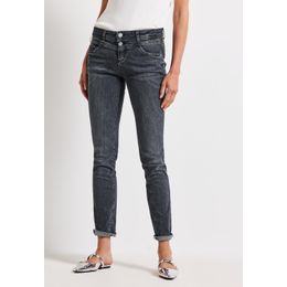 Comfort-fit-Jeans Street One, Damen, Gr. 29, L&auml;nge 32, grau (schwarz steel grau washed), Jeans, 82% Baumwolle, 15% Polyester, 3% Elasthan, unifarben, lang, Jeans, Middle Waist