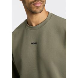 Sweatshirt BOSS Green "Stenson", Herren, Gr. L, schwarz beige257, Sweatware, Obermaterial: 62% Baumwolle, 33% Polyester, 5% Elasthan, oversize normal, Rundhals, B&uuml;ndchen, Sweatshirts Sweatshirt, oversize fit, Rundhalsausschnitt