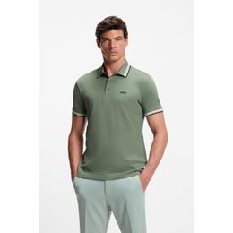 Poloshirt BOSS Green "Paddy", Herren, Gr. 6XL, gr&uuml;n (open gr&uuml;n359), Jersey, Obermaterial: 100% Baumwolle, unifarben, regular fit, hoch geschlossener Ausschnitt, eng B&uuml;ndchen, Shirts, mit kontrastfarbenen Streifen am Kragen