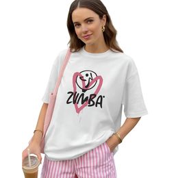 Gorhey Shirt 'Women's Casual Cotton Summer T-Shirt with Smile Face Print' Damen Gr&ouml;&szlig;e XL wei&szlig;
