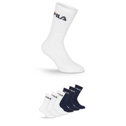 Tennissocken Fila "UNISEX CREW TENNIS FULL TERRY SOCKS", Damen, Gr. 35-38, blau (wei&szlig; navy), Baumwollmischung, unifarben, elastisch, Socken Tennissocken, Sportsocken, flache Zehennaht