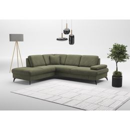 Sit & More Ecksofa SIT & MORE "Morris Jubi L-Form, B: 238 cm", gr&uuml;n (olive), B:238cm H:83cm T:202cm, 100% Polyester, Sofas, Ecksofa, mit Armteilfunktion & 1 Zierkissen, optional Bettfunktion