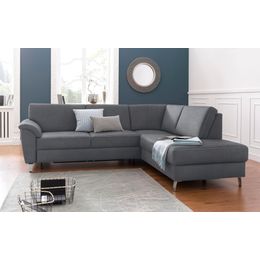 Sit & More Ecksofa SIT & MORE "Texel L-Form", grau (dunkelgrau), B:250cm H:87cm T:201cm, Kunstleder SOFTLUX;Luxus-Microfaser (100% Polyester), Sofas, Ecksofa, mit Federkern, wahlweise mit Bettfunktion und Bettkasten