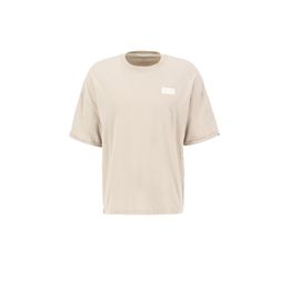 T-Shirt Alpha Industries "Organics OS Roll-Up T-Shirt", Herren, Gr. M, beige (organic beige), Obermaterial: 100% Baumwolle, Shirts T-Shirt
