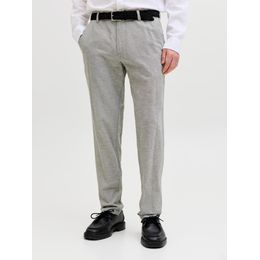 Jack & Jones Chinohose JACK & JONES "JPSTACE SUMMER CHINO PANT SN", Herren, Gr. 36, L&auml;nge 34, dusty olive detail:melange, Web, Obermaterial: 70% Baumwolle, 30% Leinen, meliert, slim fit kn&ouml;chellang, Hosen Chinohose, mit Rei&szlig;verschluss