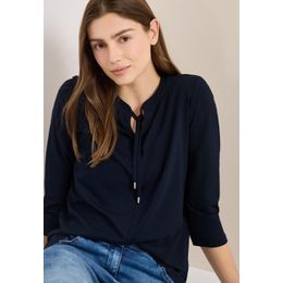 3/4-Arm-Shirt Cecil, Damen, Gr. L (42), universal blau, Jersey, Obermaterial: 48% Baumwolle, 48% Modal, 4% Elasthan, unifarben, l&auml;ssig geschnitten h&uuml;ftbedeckend, Rundhals, Shirts 3/4-Arm-Shirt, Sommershirt im Tunika-Look, Topseller