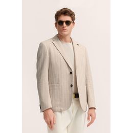 Sakko Bugatti "Stretch-Funktion", Herren, Gr. 50, 30, beige, 90% Baumwolle, 10% Polyester, gestreift, regular fit, Sakkos Sakko, mit einem Streifen-Design