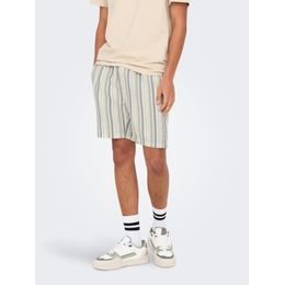Only & Sons Shorts ONLY & SONS "ONSTREV LIFE REG STRU STRIPE SHORTS NOOS", Damen, Gr. XXL, N-Gr, seagrass stripes:multi stipe, Web, Obermaterial: 55% Baumwolle, 45% Polyester, gestreift, regular fit ca. Mitte Oberschenkel, Hosen Shorts