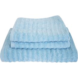Handtuch Set Dyckhoff "Wellenstreifen", blau (aqua), 3 Stk., Frottier, Frottier, Obermaterial: 100% Baumwolle, Handtuch-Sets, Handtuch Set, 2 Handt&uuml;cher (50x100cm), 1 Duschtuch (70x140cm)