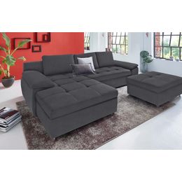 Ecksofa Home Affaire "Labene L-Form", grau (dunkelgrau), B:270cm H:82cm T:90cm, Struktur fein (95% Polyester, 5% Polyamid);Luxus-Microfaser ALTARA NUBUCK (100% Polyester);Kunstleder SOFTLUX / Struktur (100% Polyester);Struktur (100% Polyester);Flachgewebe (95% Polyester, 5% Polyamid), Sofas, Ecksofa, wahlweise mit Bettfunktion und Bettkasten, auch als XXL-Variante