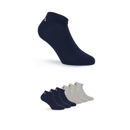 Socken Fila "UNISEX INVISIBLE PLAIN SOCKS", Damen, Gr. 43-46, blau (navy, grau), Baumwolle, Elasthan, Polyester, elastisch, Socken Socken, mit eingestricktem Logo