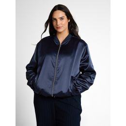 Blouson Tom Tailor PLUS, Damen, Gr. 48, sky captain blau, Web, Obermaterial: 96% Polyester, 4% Elasthan. Futter: 100% Polyester, unifarben, l&auml;ssig geschnitten h&uuml;ftbedeckend, Rundhals, elastischer Bund, Jacken Blouson, mit Rei&szlig;verschluss