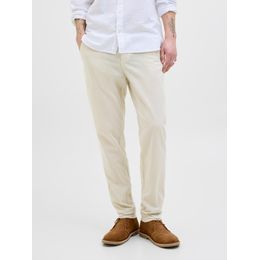 Jack & Jones Chinohose JACK & JONES "JPSTACE SUMMER CHINO PANT SN", Herren, Gr. 33, L&auml;nge 34, feather gray, Web, Obermaterial: 70% Baumwolle, 30% Leinen, unifarben, slim fit kn&ouml;chellang, Hosen Chinohose, mit Rei&szlig;verschluss